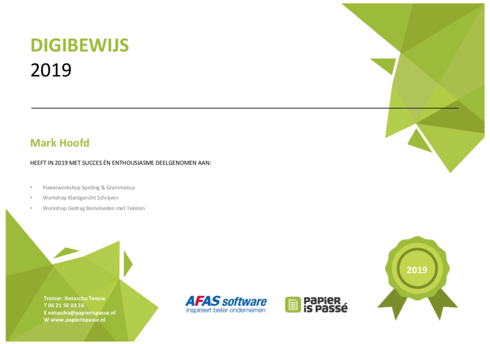 De SchrijfNógEigenWijzer van AFAS - AFAS Software